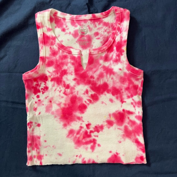 Tops | Tie Dye Notch Front Crop Top | Poshmark